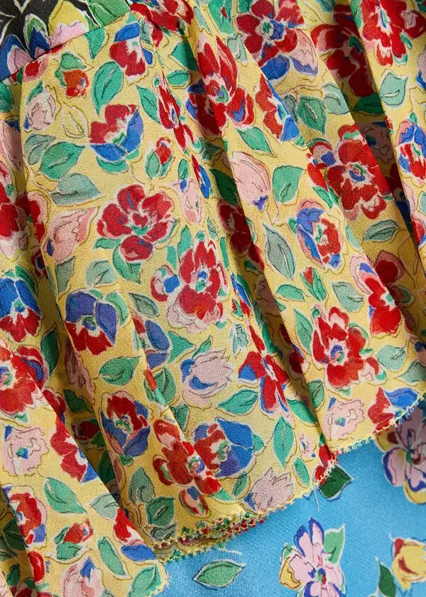 Rixo Benoite Floral Ruffled Silk Midi Dress
