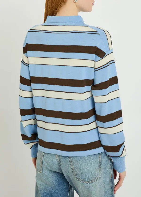 JW Anderson Striped Knit Polo Shirt - Blue