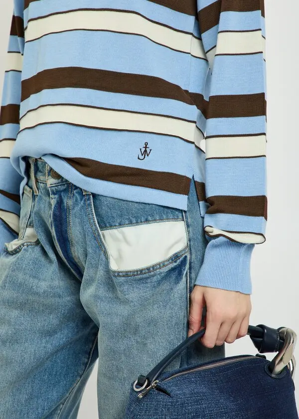 JW Anderson Striped Knit Polo Shirt - Blue