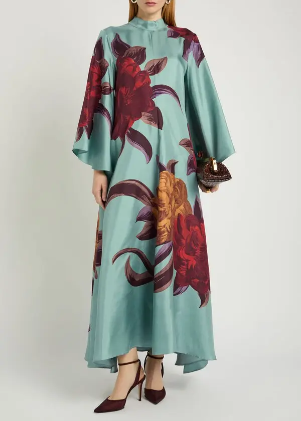 La DoubleJ Magnifico Floral-print Silk Maxi Dress