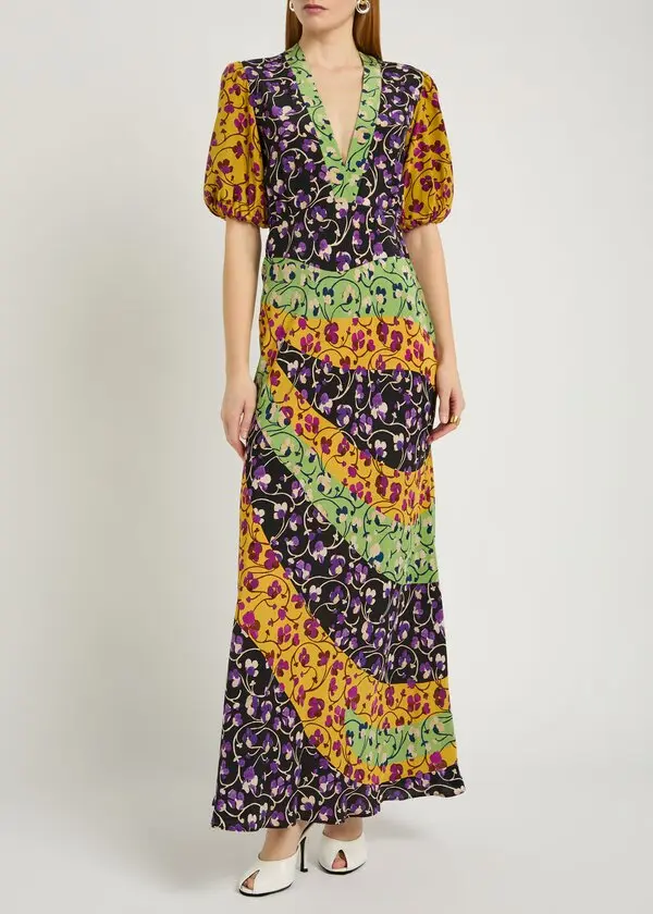 La DoubleJ Marlene Floral-print Silk Maxi Dress - Yellow