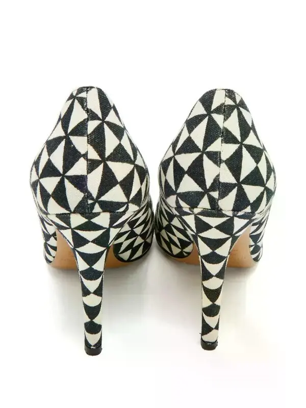 ISABEL MARANT VINTAGE Geometric Pattern Pointed Toe Stiletto Heel Pumps - White