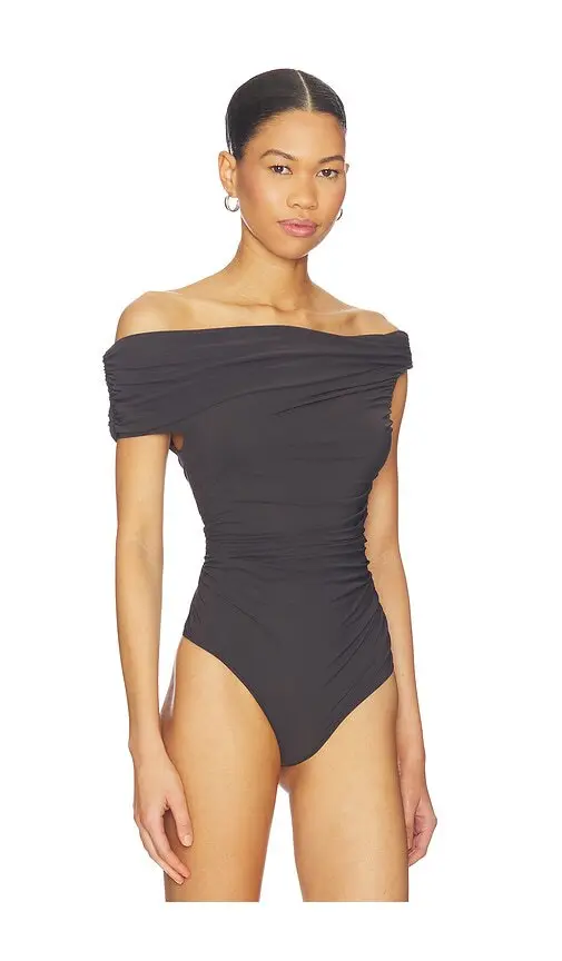 AGOLDE Sherilyn Off-the-shoulder Bodysuit - Chocolate