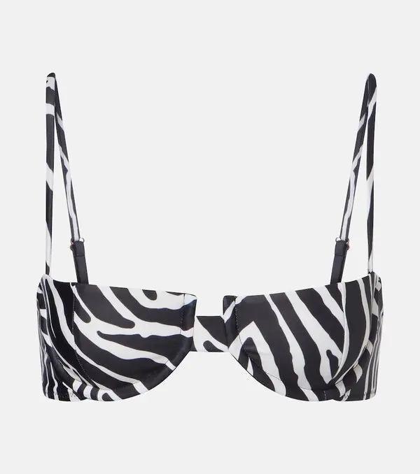SAME Zebra-print Bikini Top - Black