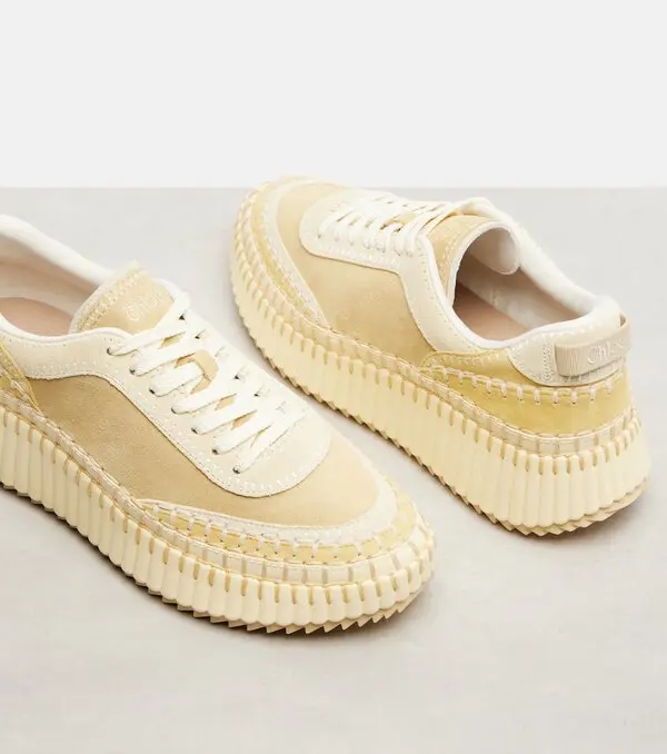 Chloé Nama Suede Platform Sneakers - Beige