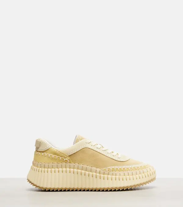 Chloé Nama Suede Platform Sneakers - Beige