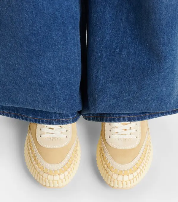 Chloé Nama Suede Platform Sneakers - Beige