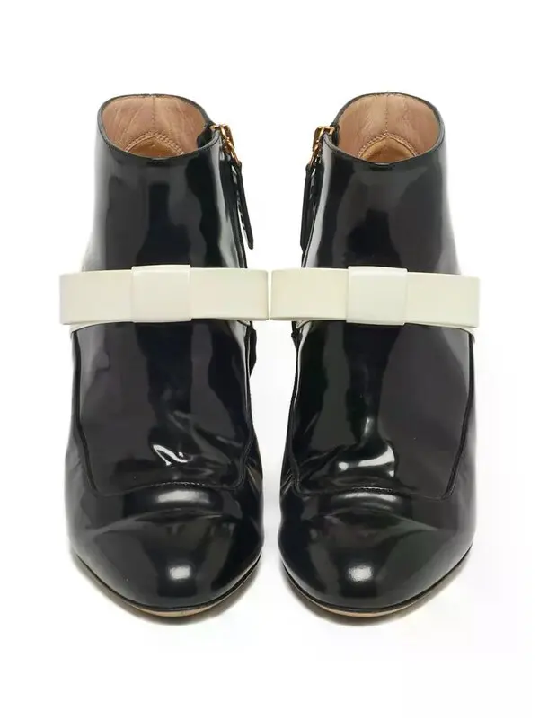 Gucci Patent Leather Bow Detail Ankle Boots