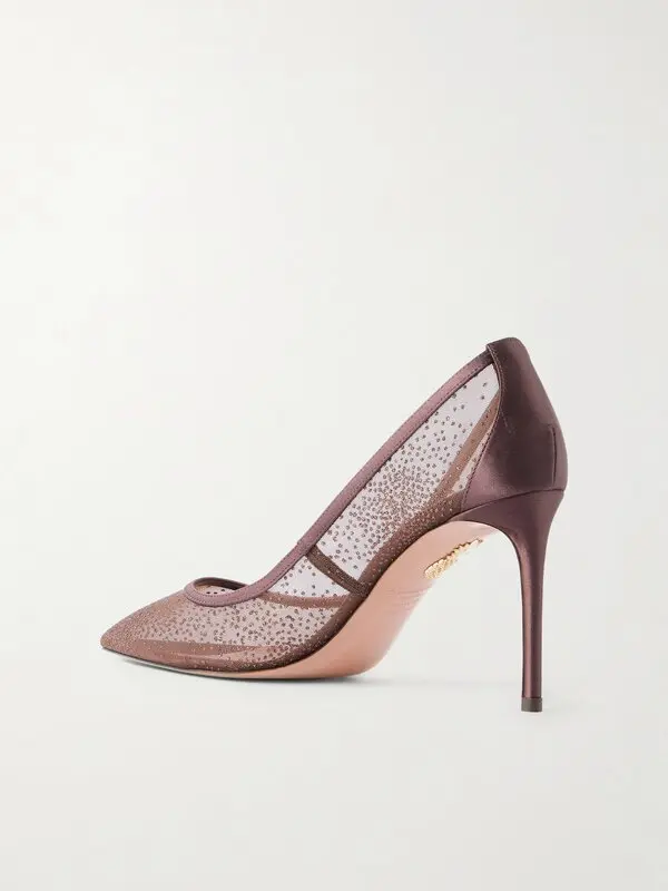 AQUAZZURA Nude 85 Mesh And Satin Pumps