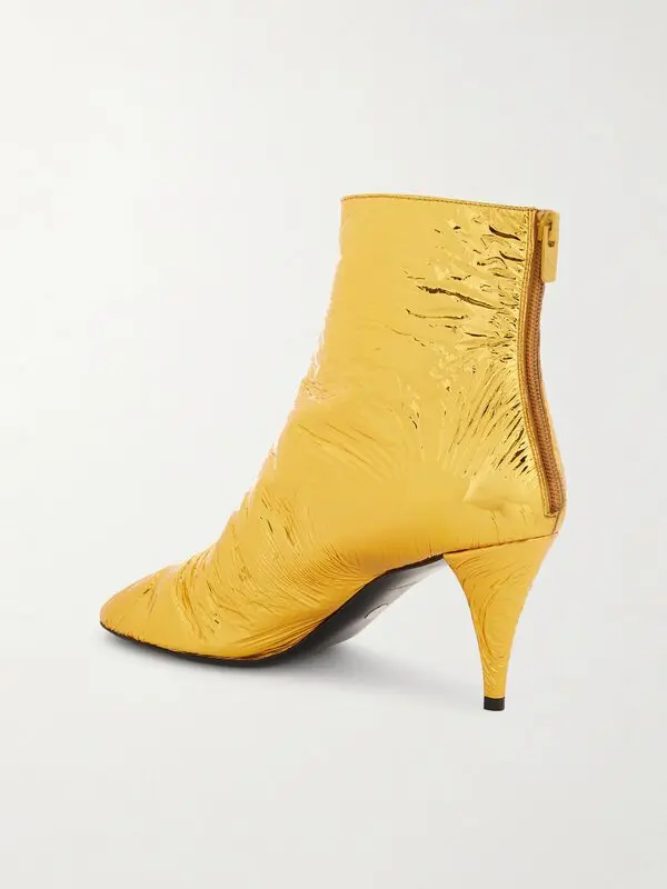 Proenza Schouler Glove Crinkled Metallic Leather Ankle Boots - Gold