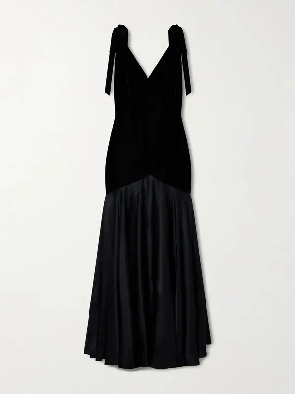 RODARTE Bow-detailed Velvet And Silk-satin Gown