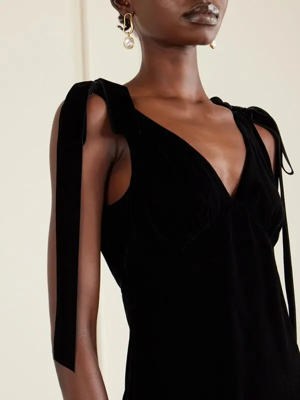 RODARTE Bow-detailed Velvet And Silk-satin Gown