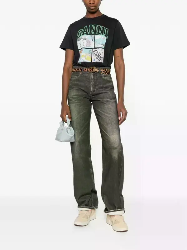 GANNI Bear Comic Print Organic Cotton T-shirt