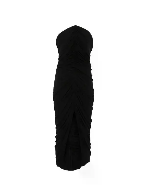 Alexander Wang Strapless Ruched Midi Dress With High-low Hem - Black