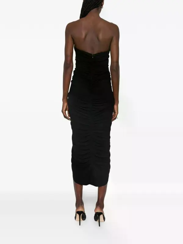 Alexander Wang Strapless Ruched Midi Dress With High-low Hem