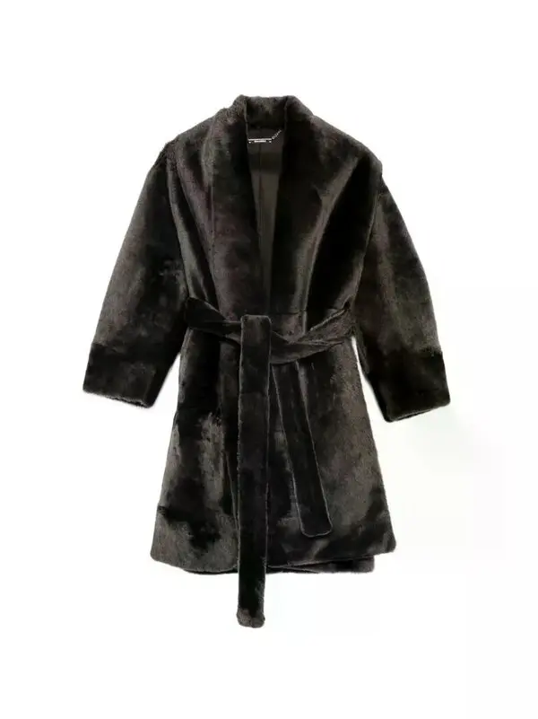 Nour Hammour Belted Coat - Grey