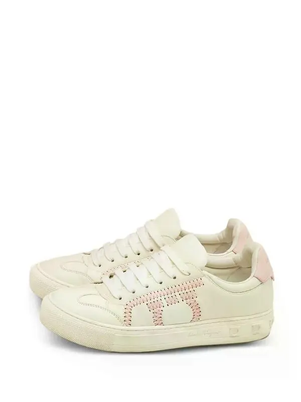 FERRAGAMO Leather Gancini Lace-up Sneakers