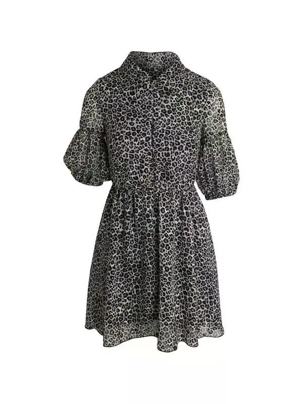 Pinko Puff-sleeve Animal Print Dress - Neutrals
