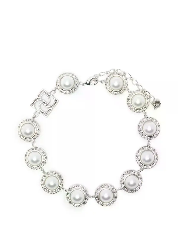 Magda Butrym Crystal Embellished Faux Pearl Necklace - Silver