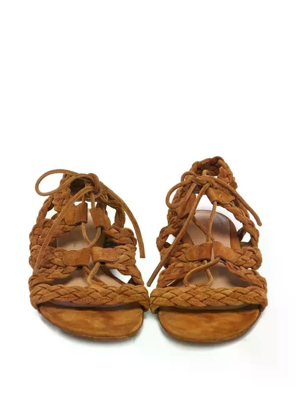 GIANVITO ROSSI Braided Suede Lace-up Sandals