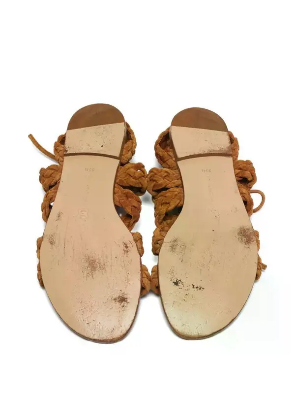 GIANVITO ROSSI Braided Suede Lace-up Sandals