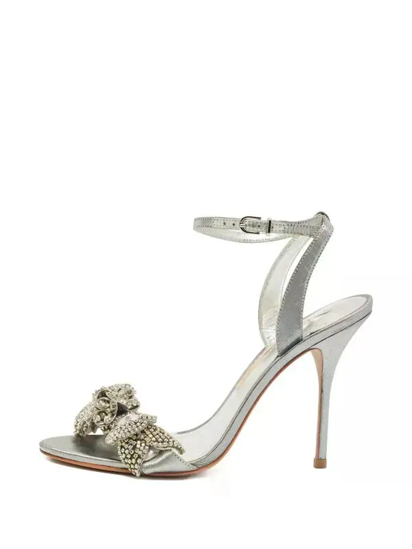 SOPHIA WEBSTER Tone Embellished Floral Ankle Strap Stiletto Sandals - Silver