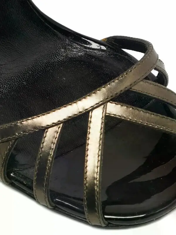 Gucci Patent Leather Stiletto Ankle Strap Sandals