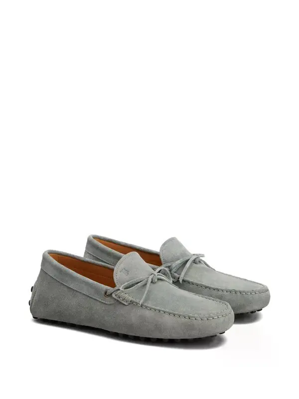 TOD'S Suede Slip-on Boat Shoes With Bow Detailing - Grey