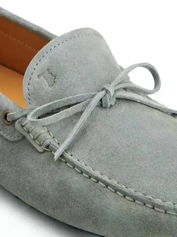TOD'S Suede Slip-on Boat Shoes With Bow Detailing - Grey