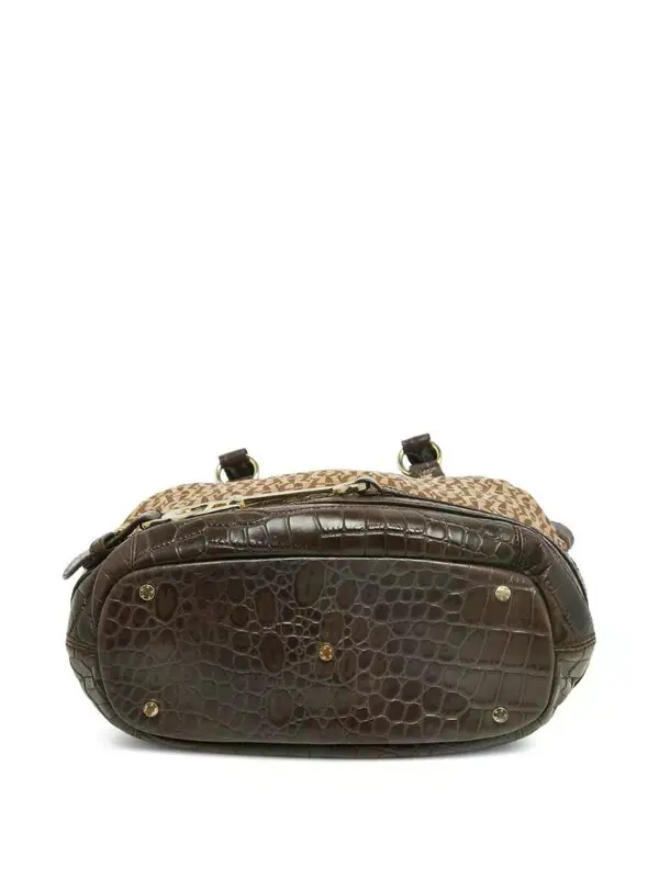 AIGNER Patterned Satchel Tote Bag With Buckle Accent
