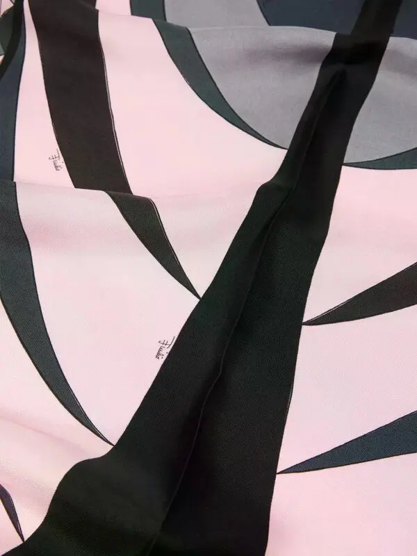 Emilio Pucci Graphic Print Silk Scarf - Grey