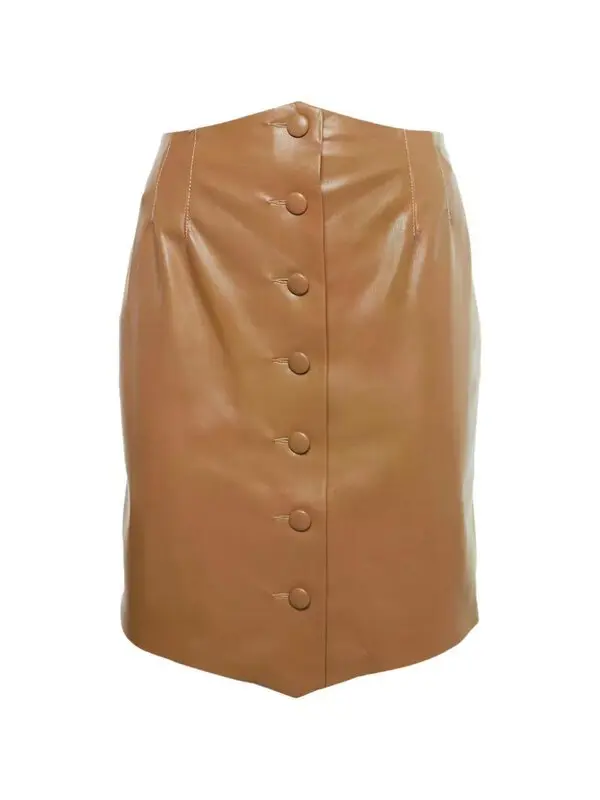 Nanushka Faux-leather Button-fastening Midi Skirt - Brown