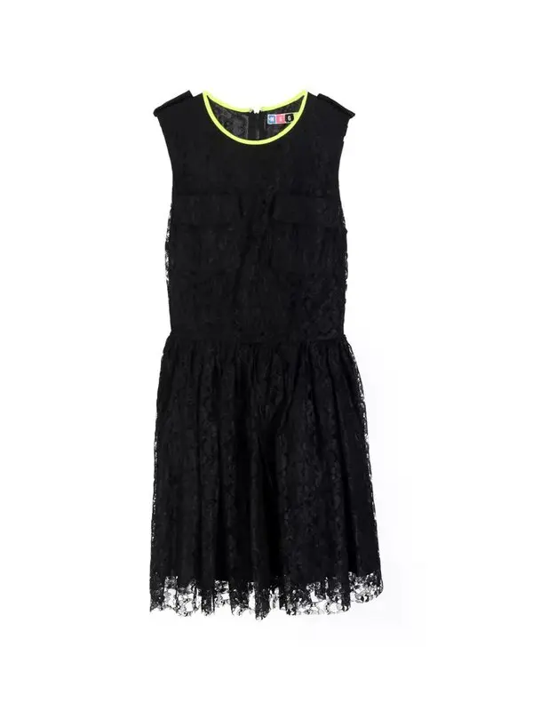 MSGM Lace Detail Skater Mini Dress - Black
