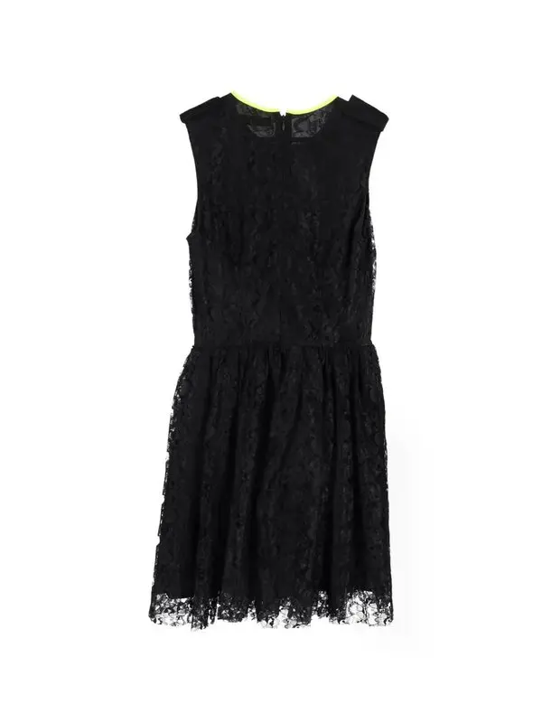 MSGM Lace Detail Skater Mini Dress - Black