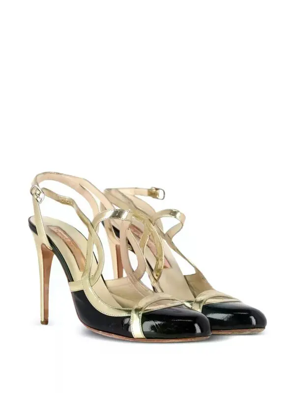 Rupert Sanderson Round Toe Leather Slingback Pumps