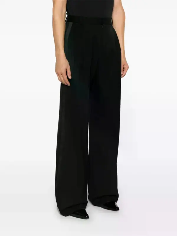 Saint Laurent Wide-leg Grain De Poudre Trousers - Black
