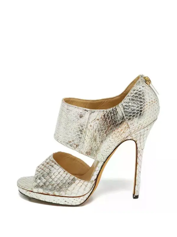 JIMMY CHOO Embossed Python Leather Stiletto Sandals