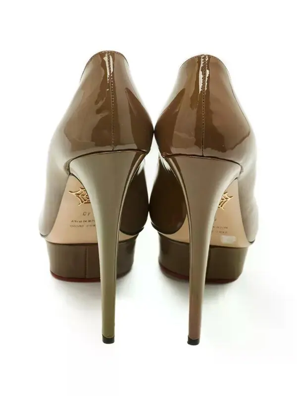 CHARLOTTE OLYMPIA Patent Leather Platform Peep-toe Pumps - Brown