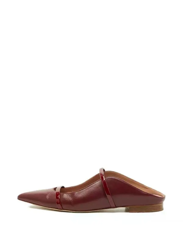 MALONE SOULIERS Burgundy Leather Pointed Toe Mules - Red