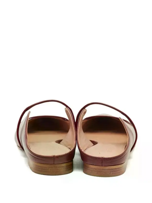 MALONE SOULIERS Burgundy Leather Pointed Toe Mules - Red