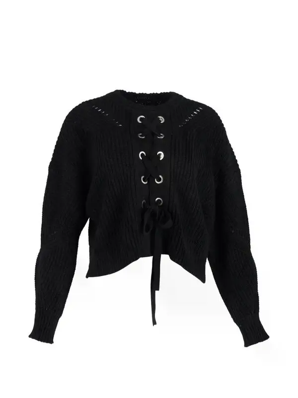 ISABEL MARANT VINTAGE Ribbed Lace-up Crew Neck Sweater