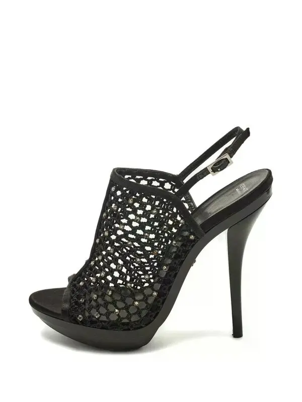 Versace Embellished Open-toe Slingback Stilettos