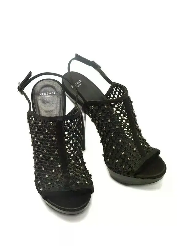 Versace Embellished Open-toe Slingback Stilettos