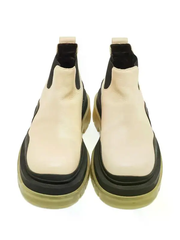 Bottega Veneta Beige Leather Panel Chelsea Boots