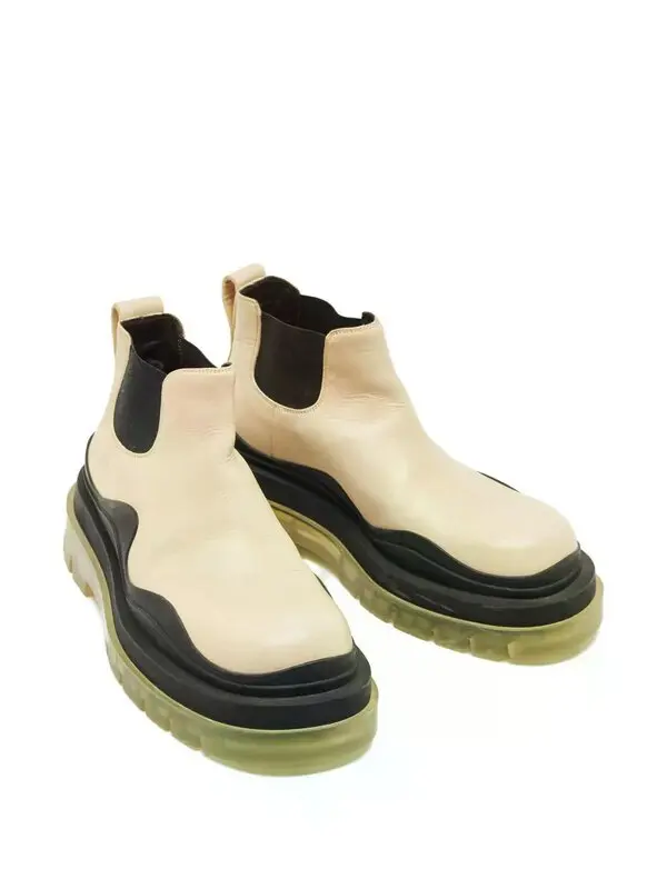 Bottega Veneta Beige Leather Panel Chelsea Boots