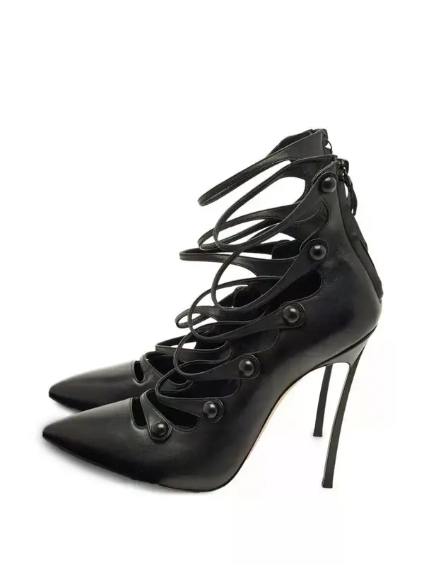 GIANVITO ROSSI Leather Pumps With Side Zip And Straps - Black