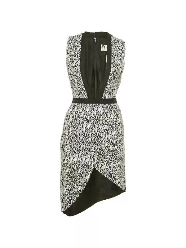 LANVIN Logo Print Sleeveless Asymmetric Dress