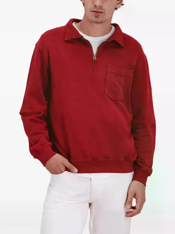 FORTELA Yale Zip-up Sweatshirt With Chest Pocket - Red