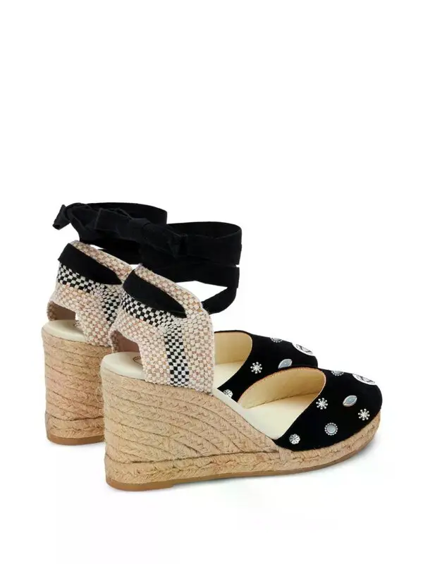 FORTELA Espadrille Wedge Espadrilles With Turquoise Stone Embellishment