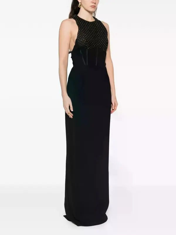 Elisabetta Franchi Crystal-embellished Open-back Maxi Dress